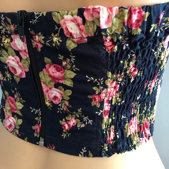 no brand | Tops | Flowered Strapless Bra Top Bluepink Roses | Poshmark